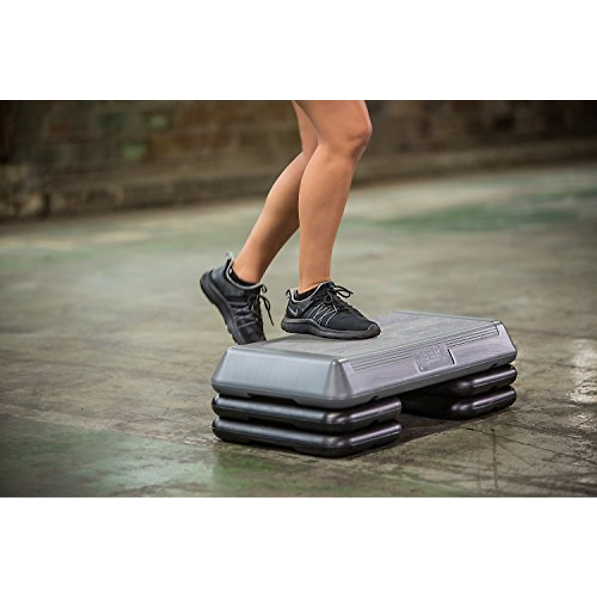 The Step (Made in USA) Original Aerobic Platform – Circuit Size Grey Aerobic Platform and Original Black Risers