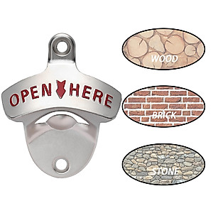 Luwanburg Stainless Wall Mounted Magnetic Beer Bottle Opener- Silver Magnetic Bottle Cap Opener Mountable (Pack of 2)