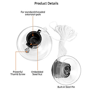 QWORK Professional Light Bulb Changer Kit - 3 Piece Set - Extension Pole Compatible, for High Ceiling Incandescent Bulbs with Standard, Floodlight & Recessed Changer, Secure Bulb Replacement Tool