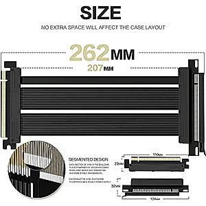 AsiaHorse PCIE 4.0 16x Shielded Extreme High Speed Riser Cable with PCI Express Port for GPU Extension Card-Right Connector,250MM