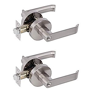 Probrico Heavy Duty Keyed Alike Entry Door Levers Entrance Door Locksets Satin Nickel Finished for Exterior Door and Front Door, 2 Pack