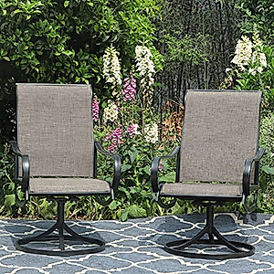 PHI VILLA Patio Swivel Dining Chairs Set of 8 Outdoor Kitchen Garden Metal Chair with Textilene Mesh Fabric, Patio Furniture Gentle Rocker Chair, Black Frame