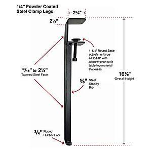 Shepherd Hardware 16" Adjustable Fit Table Clamp Legs, Black