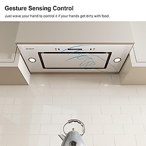 IKTCH New 30" Range Hood Insert, 900 CFM Ducted/Ductless Range Hood with 4 Speed Fan, White Stainless Steel & Tempered Glass Range Hood 30 inch with Gesture Sensing&Touch Control Making life Smarter