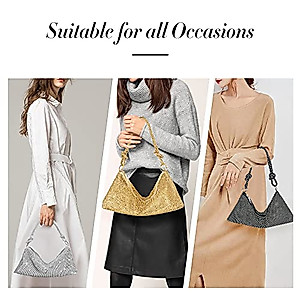 WEIMZC Rhinestone Purse Women Glitter Sparkly Clutch Evening Bags Bling Handbag Hobo Bag for Prom Cocktail Party Wedding(small size-Silver)