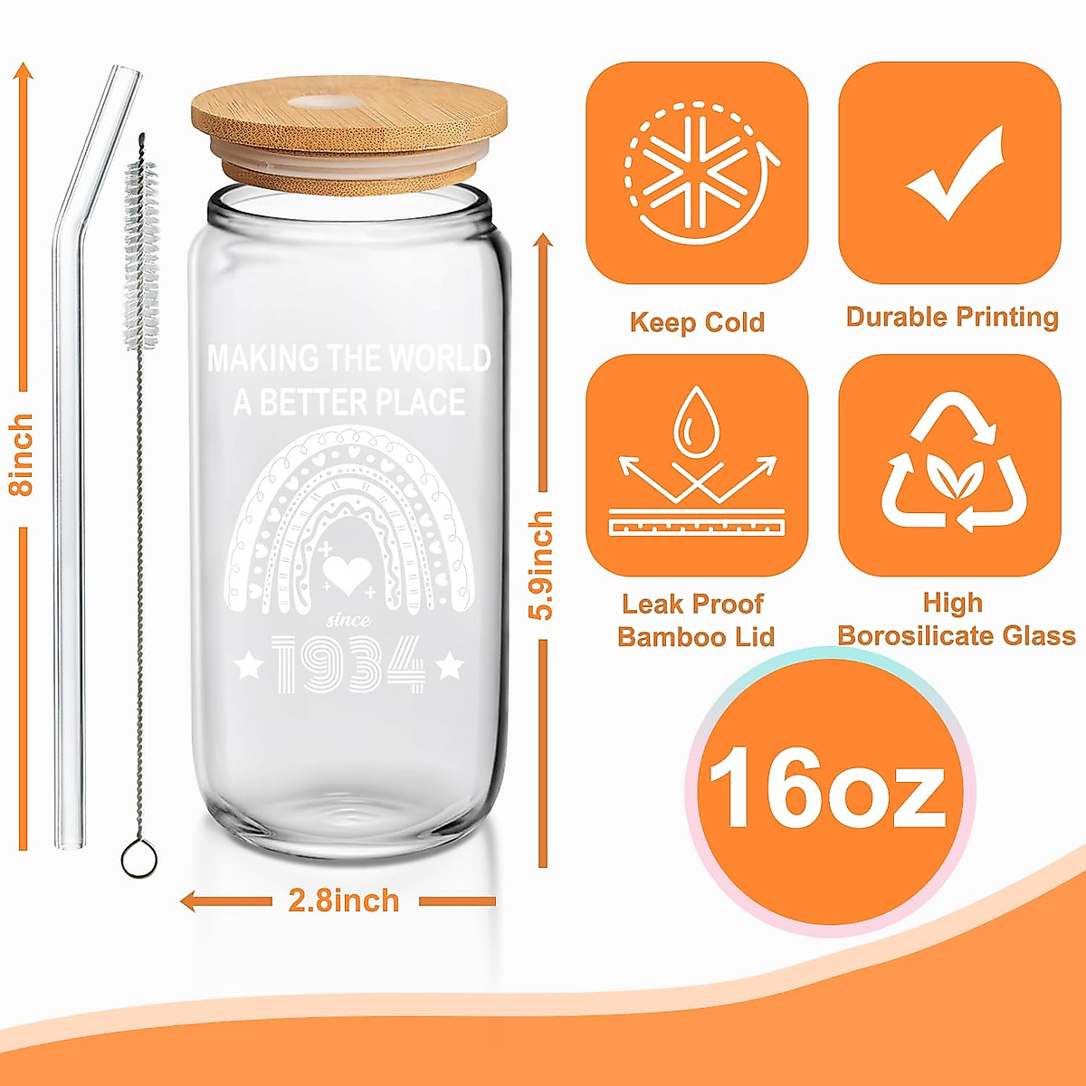 12th Birthday Gifts for Girls 12 Year Old Birthday Cups 2012 Birthday Present Happy 12th Birthday Cute Glass Cups with Lids and Straws 12th Birthday Party Decorations Gifts Ideas 16 Oz Can Glass