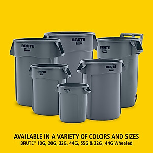 Rubbermaid Commercial Products BRUTE Heavy-Duty Trash/Garbage Can, 32-Gallon, Gray, Waste Container Home/Garage/Mall/Office/Stadium/Bathroom
