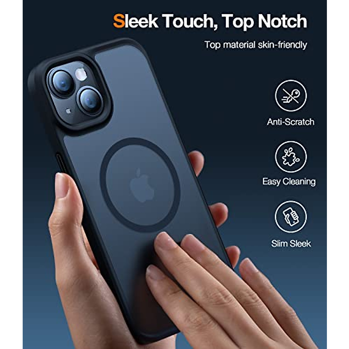 TORRAS 𝗡𝗘𝗪 Magnetic for iPhone 14 Case & iPhone 13 Case, 10FT Military Grade Drop Tested, Compatible with MagSafe, Slim Protective Translucent Matte iPhone 14 & iPhone 13 Phone Case, Black