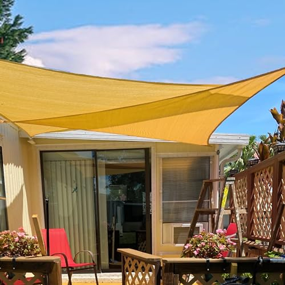 SUNLAX Sun Shade Sail, 10'x 10'x14' Sand Right Triangle Canopy Shades for Outdoor Patio Pergola Cover Sunshade Sails UV Blocking