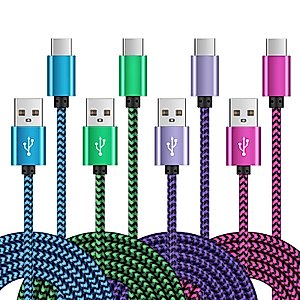4Pack 6FT Fast USB Type C Cable for Google Pixel 9, 9 Pro XL Fold, iPhone 15, Pro, Samsung Galaxy A55 A35 A15 A54 5G, S24 S23 S23+ Plus Ultra S22 S21 S20 FE S10, A14 A03s, Phone Charger Charging Cord