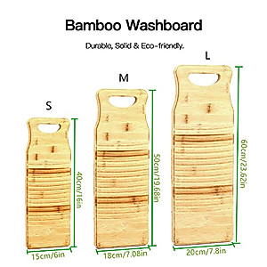 awagas 23.6"x7.1" Large Bamboo Washboard, Hand Washing Board, Laundry Washboard for Hand Washing Clothes, Clothes Wash Boards-old Fashioned Hand Wash Board for Shirts Clean Home Laundry Supplies-(L)