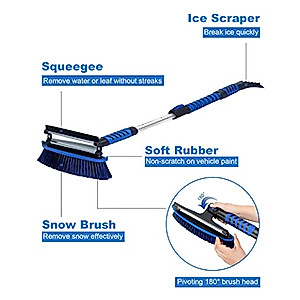 anngrowy 41" Ice Scraper Snow Brush for Car Snow Scraper and Brush Snow Broom Windshield Scraper Car Snow Removal Equipment Snow Cleaner for Car Squeegee Extendable Long Snow Brush Broom for SUV Truck