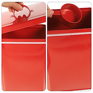 CALLARON Metal Laundry Soap Dispenser Container Holder with Scoop Laundry Powder Box Pet Food Storage Bin Kitchen Food Canister Pantry Organizer Pods Bin Holder Detergent Bin Red