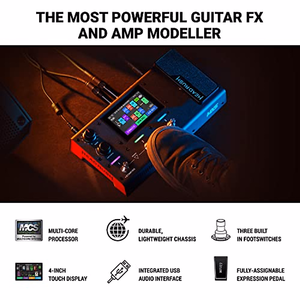 HEADRUSH MX5 - Black - Electric Guitar Multi Effects Pedal with Touch Screen, Expression Pedal, Looper, and Audio Interface