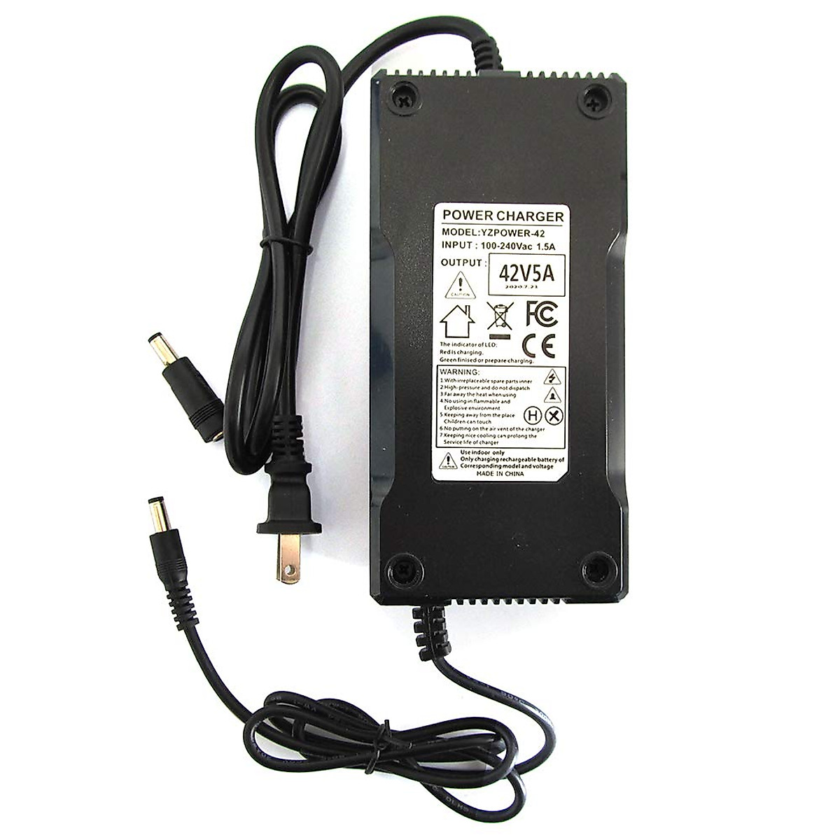 Abakoo 42V 5A Battery Charger for 36V Lithium Li-ion Battery Pack with DC 5.5 x 2.5mm/5.5 x 2.1mm Plug