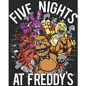 Five Night at Freddy's Breaking Walls Boy's Black T-Shirt-Small