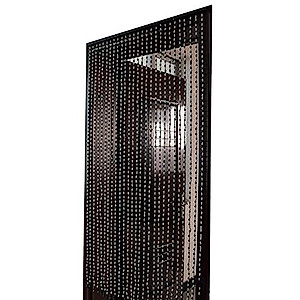 HAPPLiGNLY 27 Strands Beaded Door Curtains for Doorways Wood Bead String Curtain for Room Dividers Handmade Home Decoration Simple Style, Coffee Color + White, 90x180cm (Size : 90x180cm)