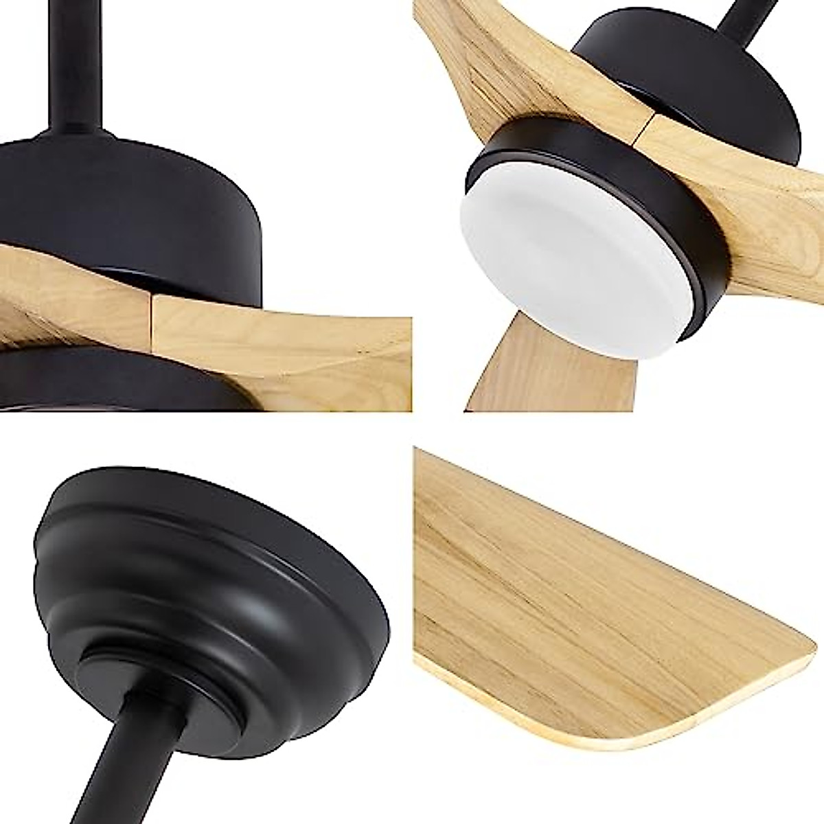 VACILL 52 inch Wood Ceiling Fans with Lights and Remote 120V,DC Motor,Indoor Outdoor Noiseless Reversible Ceiling Fan,6 Speed Levels,LED Dimmable,Color Natural