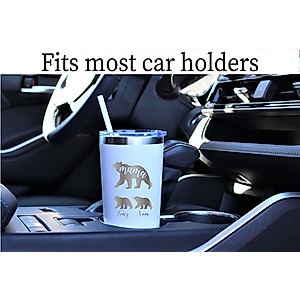 Personalized Laser Engraved 22 oz Stainless Steel Tumbler with Custom Mama/Papa Bear and Cubs - Includes Straw and Lid - Bear, Mama, Papa, Cubs, Parent Gift, Mother's Day Gift, Father's Day Gift