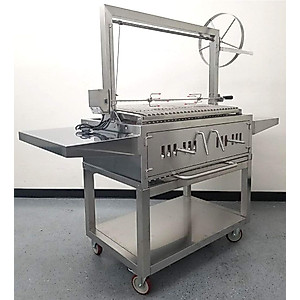 Charcoal Outdoor BBQ, Stainless Steel #430 Body and #304 Grates, Rotisserie Parrilla Santa Maria/Argentine Grill Spit
