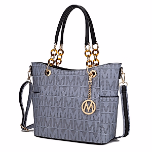 MKF Collection Shoulder Bag for Women, PU Leather Pocketbook Top-Handle Crossbody Purse Tote Satchel Handbag Grey by Mia k