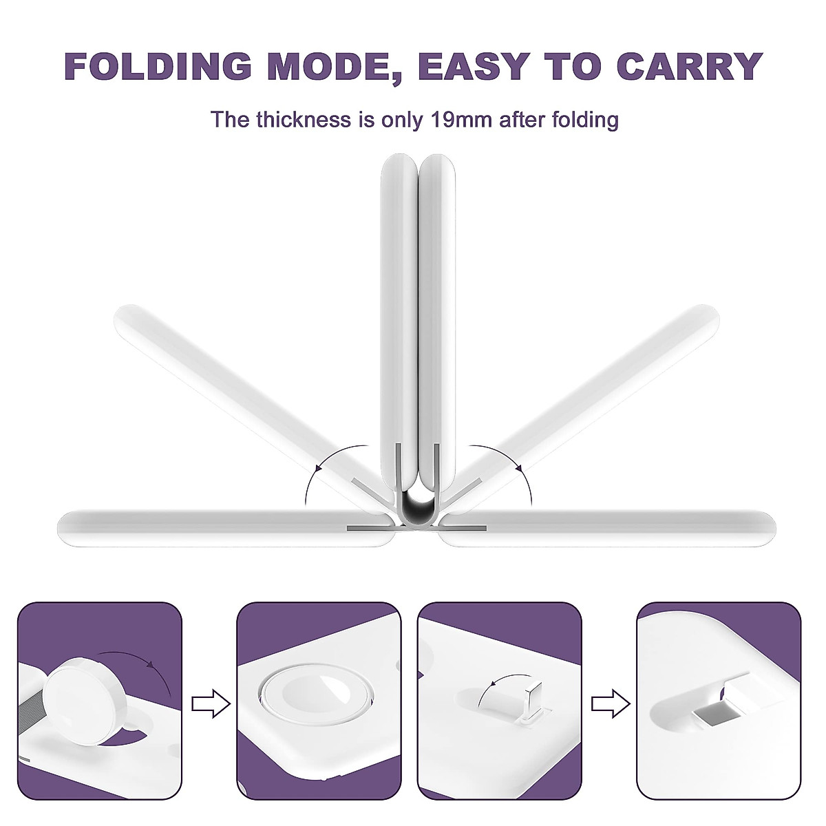 3 in 1 Wireless Charger, Foldable Magnetic Charging Station, Fast Travel Wireless Charging Pad for Multiple Apple Devices, Compatible with iPhone 15/14/13/12/Pro/Max/Plus/Mini, iWatch, Airpods (White)