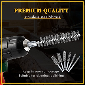Bore Brush for Drill Wire Bore Brush Set Wire Cleaning Brush Set Stainless Steel Cleaning Brush for Power Drill Impact Driver(12 Pieces, Stainless Steel, Brass)