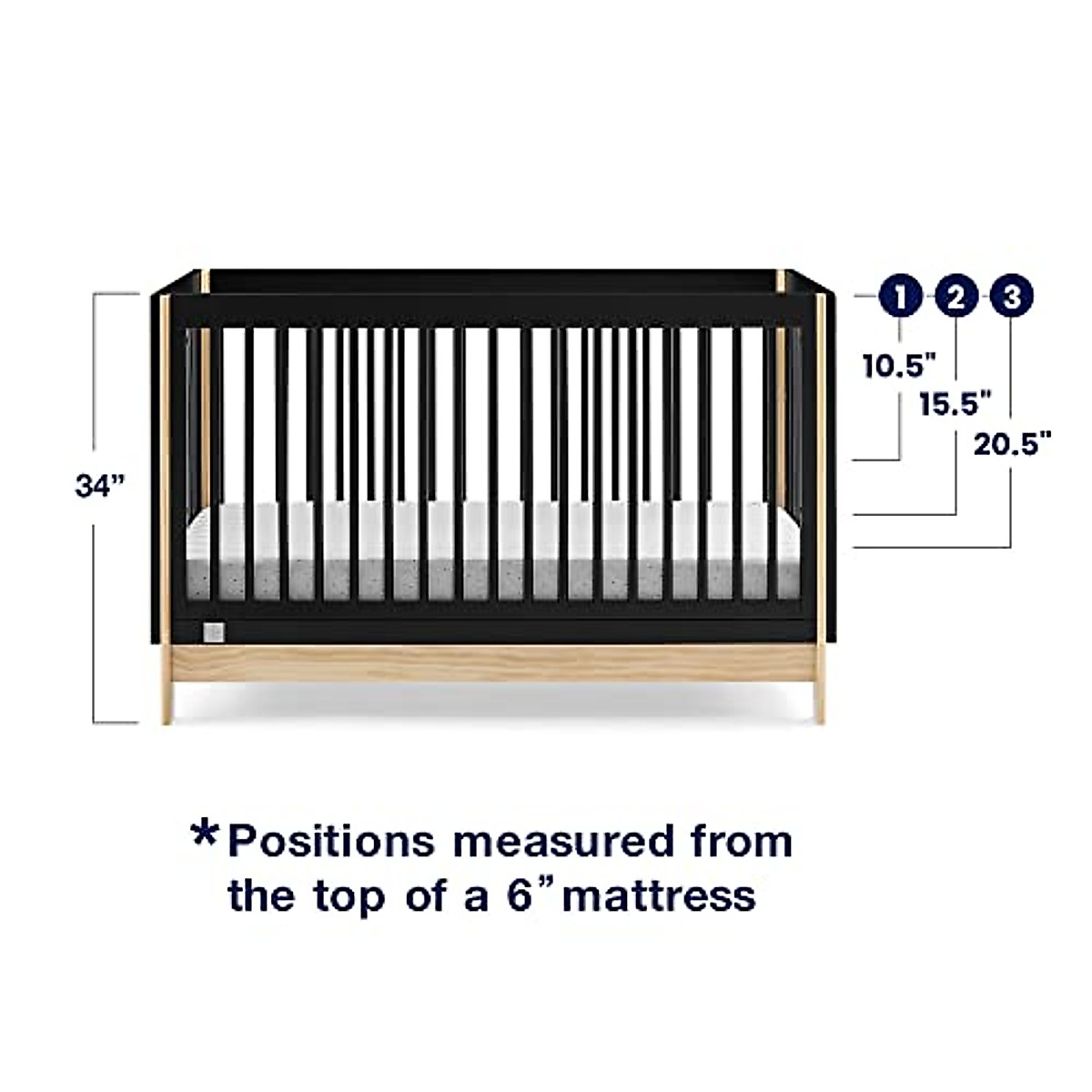 babyGap by Delta Children Tate 4-in-1 Convertible Crib - Greenguard Gold Certified, Ebony/Natural