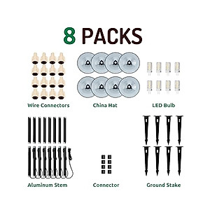 Lumina Lighting® 3W Landscape Path Lights - Low Voltage Cast-Aluminum Outdoor Pathway Light and Area Light 3000K - 12V Waterproof - G4 LED 3W Lighting for Yard Garden Pathway (Black, (8-Pack))