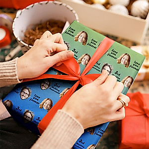 Oktaha Custom Face Text Name Gift Wrapping Paper for Birthday Christmas Holiday Party, Personalized Funny Wrapped Paper, Made IN USA, Multi Designs, Roll 58"x 23" (Gift paper-02)