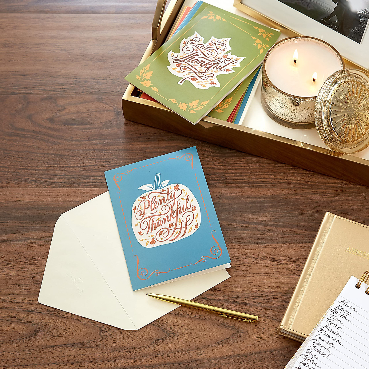 Hallmark Thanksgiving Cards Assortment, Rustic Thanks (16 Assorted Cards with Envelopes)