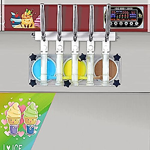 Kolice Commercial 5 Flavors Soft Ice Cream Machine, 3+2 Mixed Flavors Gelato Ice Cream Maker-ETL Certificate, Upper Tanks Refrigerated, Full Transparent Dispenser Set