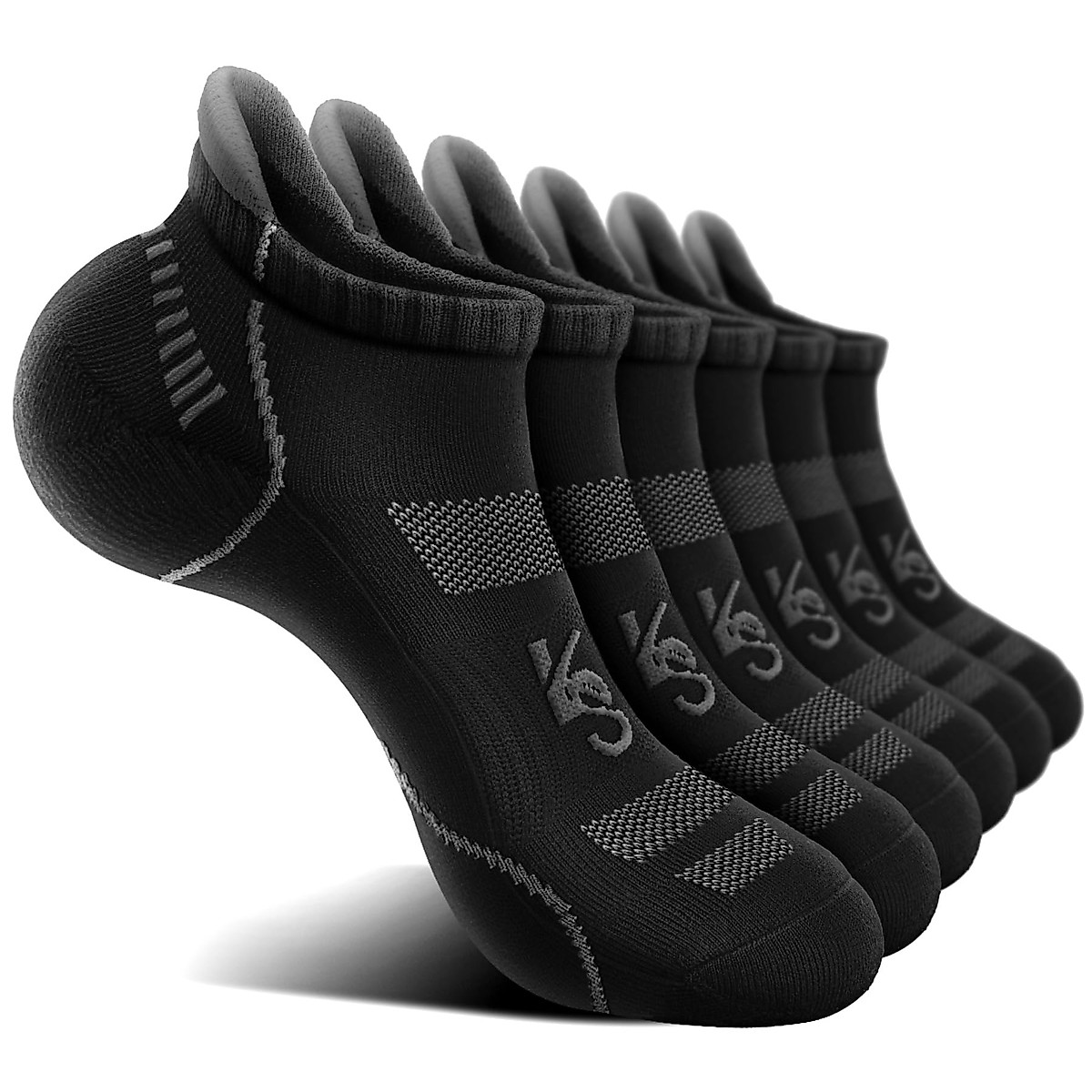 KEMISANT Mens Running Socks 6 Pairs-Athletic Compression Ankle Socks Cushioned for Men Walking-Arch Compression Support(6Pairs,Shoes Size:Men 8-9)