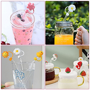 13Pcs Straw Cover, Cute Silicone Straw Covers Cap Straw Toppers for Tumblers, Dust-Proof Drinking Straw Reusable Straw Tips Lids for 6-8 mm, Straw Protectors for Home Kitchen Decor Accessories