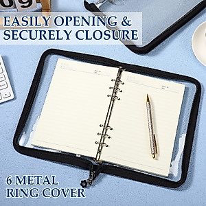 4 Pcs A5 Binder Photocard Binder with Inner 6 Ring, Clear K-Pop A5 Album PVC Photo Album Organizer with Zipper, Soft Reusable Notebook Shell,10"x7"(Black)