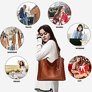 Long Keeper Vegan Leather Tote Handbags Women Large Capacity Hobo Shoulder Bag Crossbody Satchel Bags with Small Purse (Brown)