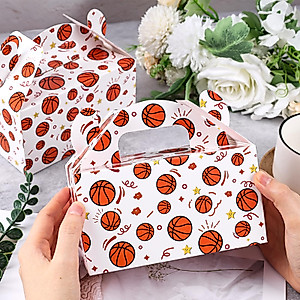 JOHOUSE 16PCS Party Favor Boxes, Basketball Party Favors Boxes Goodie Bags Treat Boxes for Sports Birthday Party Decorations 6.1×3.5×3.3 inch