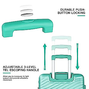 PINPON Luggage Sets 3 Piece, Expandable Hard Luggage Sets with TSA Lock, Carry On Luggage with Double Spinner Wheels for Women Men, Travel Suitcase Lightweight (20/24 / 28, Green)