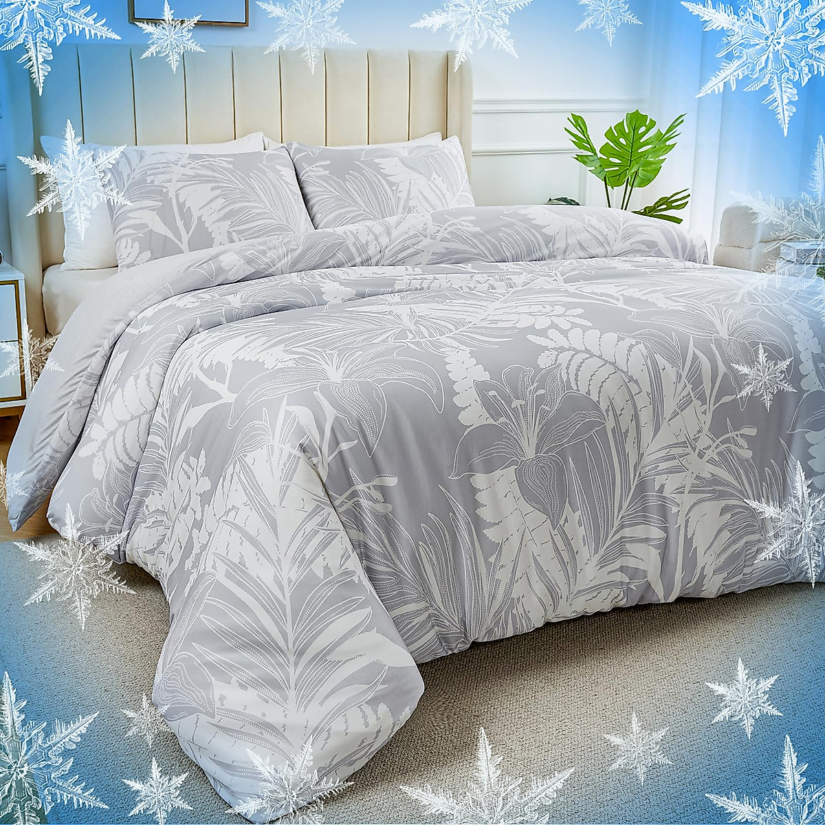 YIYEA Cooling Duvet Cover for Hot Sleepers & Night Sweats - Double Sided Arc-Chill Q-Max>0.5 Cool Summer Duvet Cover Queen Size - Silky Soft, Thin, Breathable, and Quickly Cool Down - 3PC
