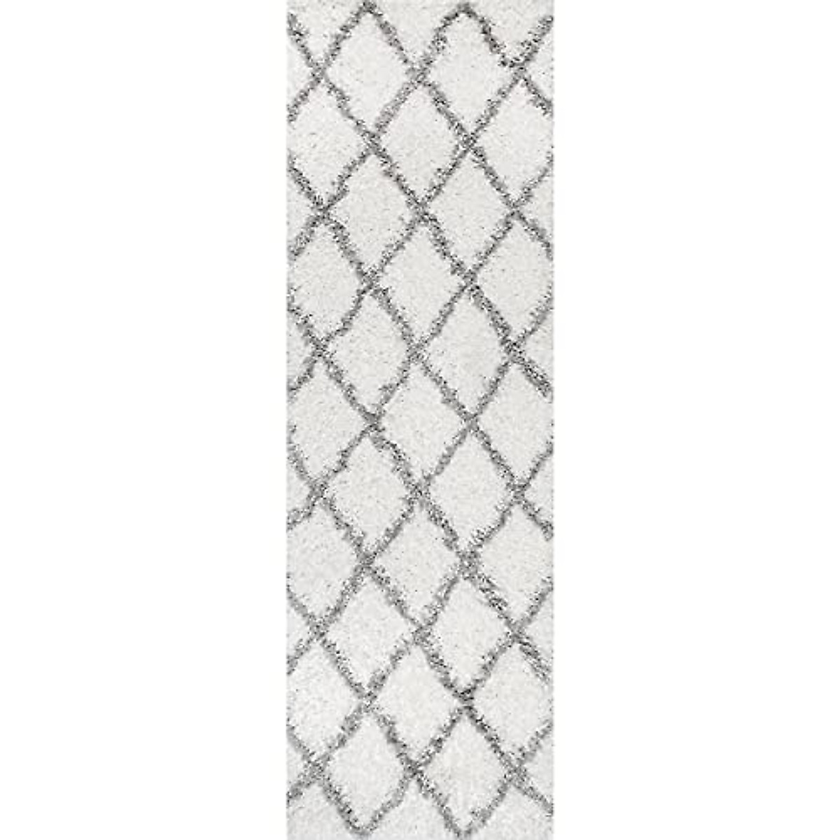 nuLOOM Tess Moroccan Shag Runner Rug, 2' 6" x 6', White