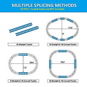 JOYLDIAS 16pcs Straight Tracks for Electric Ride On Trains and Train Carriages