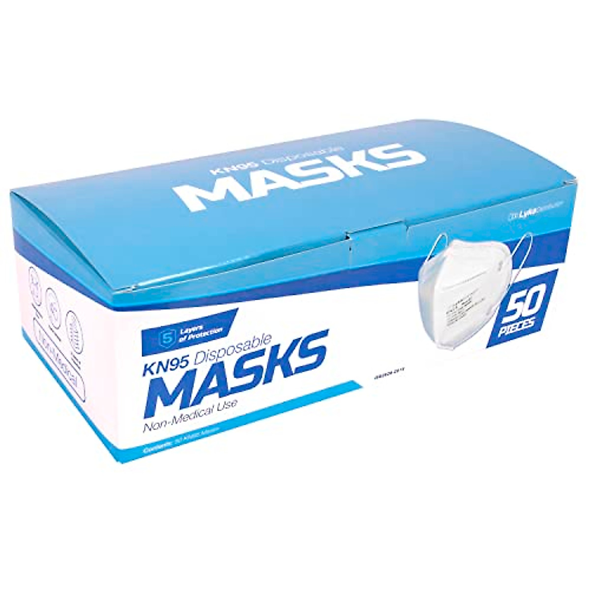Lyka Distribution KN95 Face Masks - 50 Pack - 5 Layer Protection Breathable Face Mask - Filtration>95% with Comfortable Elastic Ear Loop | Non-Woven Polypropylene Fabric