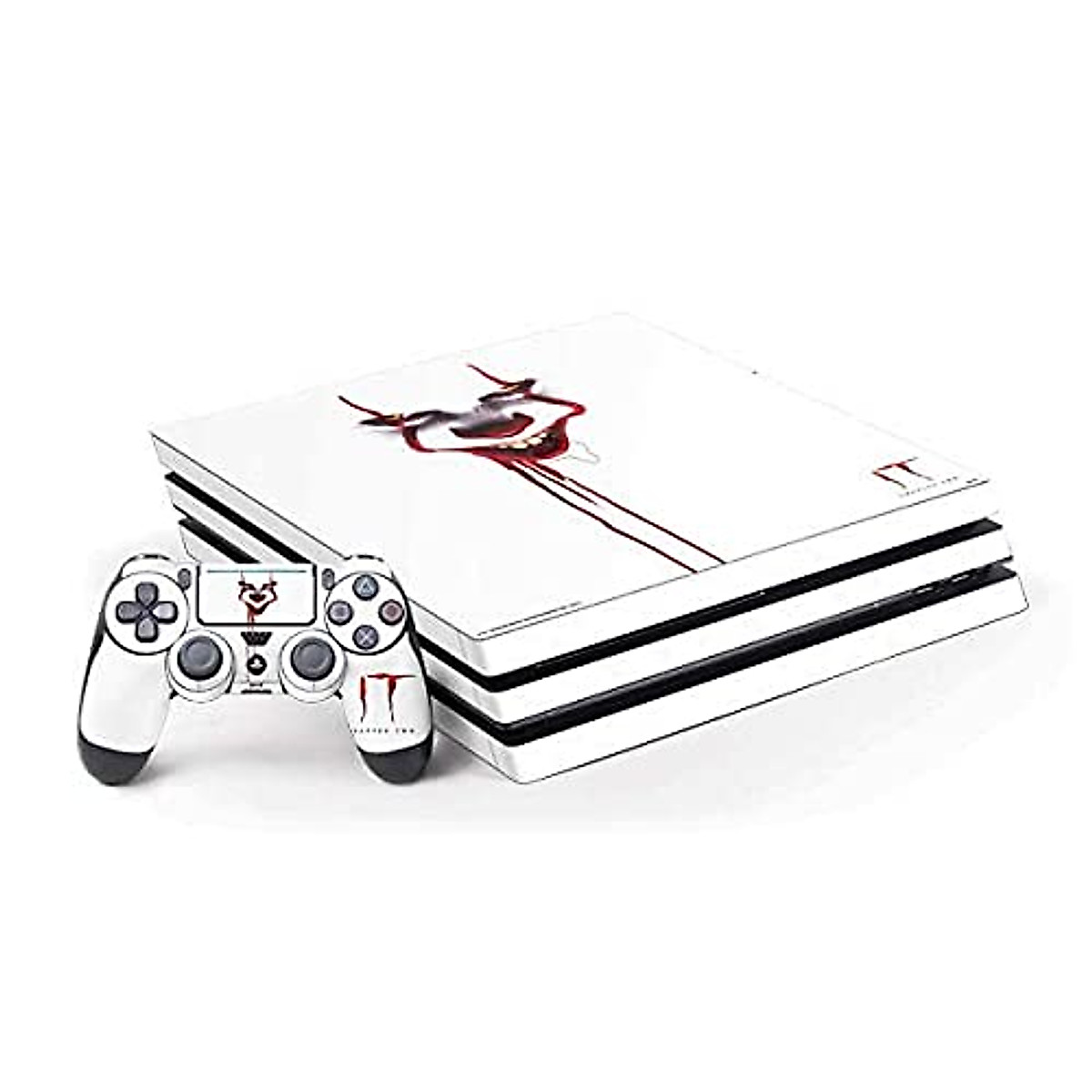 Skinit Decal Gaming Skin Compatible with PS4 Pro Console and Controller Bundle - Officially Licensed Warner Bros Pennywise Bloody Design