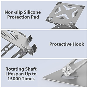 Gogoonike Adjustable Laptop Stand for Desk, Metal Foldable Laptop Riser, Portable Laptop Holder, Ventilated Cooling Computer Notebook Stand Compatible with 10-17.3” Laptops