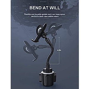 TSYMO Car Cup Holder Phone Holder - Cup Holder Phone Mount for Car 360° Adjustable Gooseneck Cup Holder Cradle for Cell Phone, iPhone,Samsung, LG, Sony and More, Black