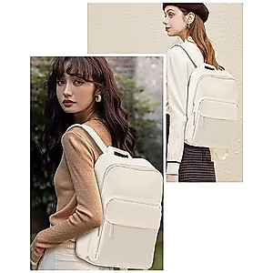 Laptop Backpack Women Teacher Backpack Work Computer Backpack with Laptop Compartment College Waterproof Anti Theft Backpack Casual Daypack Business Travel Backpack for Women Carry On Bag Beige
