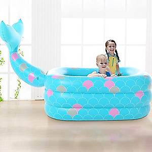 Inflatable swimming pool Blow Up Kiddie Pool,Inflatable Kiddie Pools Outdoor, Family Lounge Pool Garden, Cute Cartoon Shape Ocean Ball Pool, Summer Water Party ( Color : Blue , Size : 5.93.3ft )