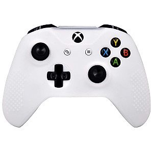 Antil-Slip Silicone Controller Cover Protective Case for Xbox One S Slim/Xbox One X Controller Soft Cover Skin with 2 Thumb Grip(White)