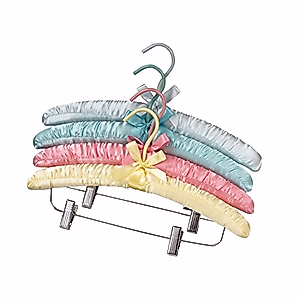 Miles Kimball Satin Padded Hangers With Clips - Set of 4