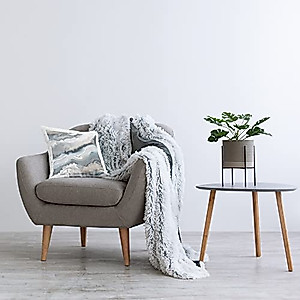 Stupell Industries Abstract Flowing Blue White Agate Rock Illustration Design by Angela Bawden Pillow, 18 x 18, Grey